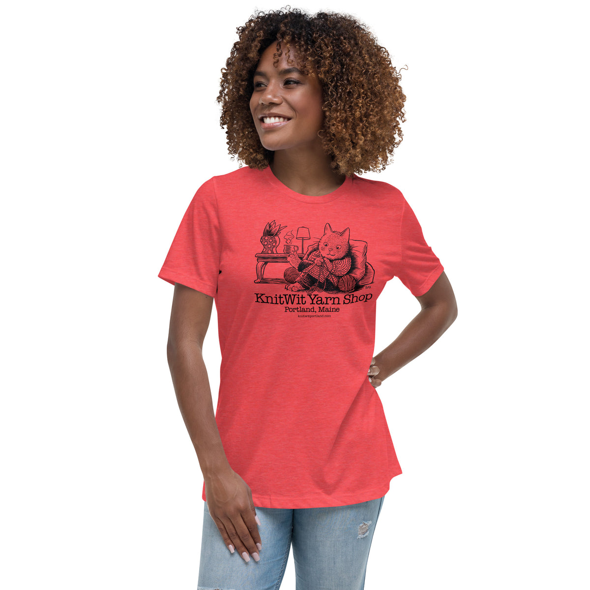 Cat Knitting - Women's Relaxed T-Shirt – KnitWit Yarn Shop